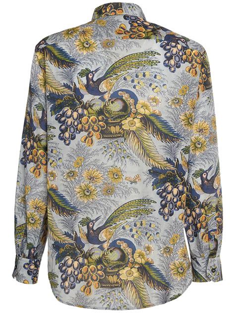 Etro Printed Silk Blend Long Sleeve Shirt Etro