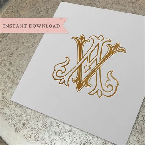 V Monogram Etsy