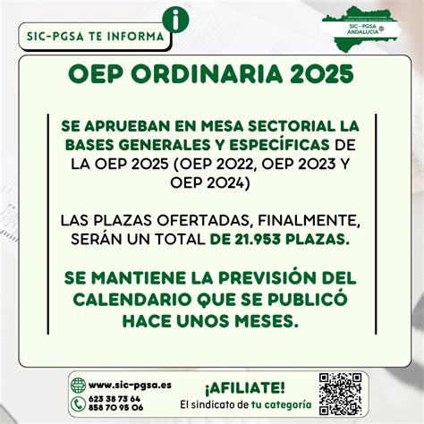 OEP ORDINARIA 2025 APROBADAS BASES GENERALES Y ESPECÍFICAS SIC PGSA