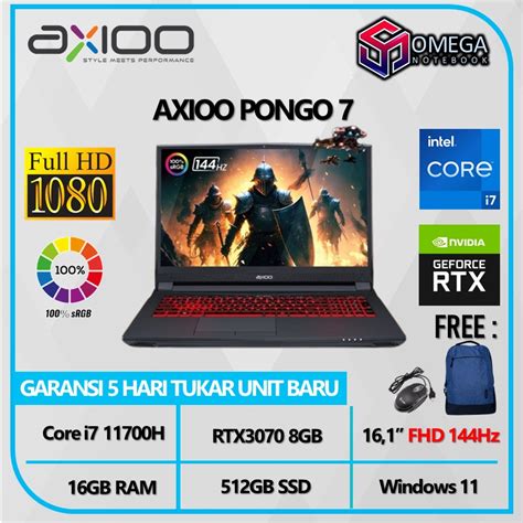 Jual Laptop Axioo Pongo 7 I7 11700h 16gb 512gb Rtx3070 8gb 16 1 Fhd