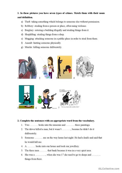 crime Español ELE hojas de trabajo pdf doc