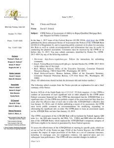 CFPB Notice Of Assessment Of Ability To Repay Qualified Mortgage Rule