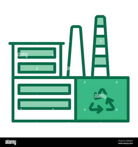 Green Manufacturing Color Line Icon Garbage Processing Plant Environmental Protection Stock