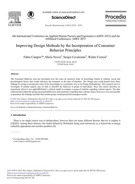 Pdf Improving Design Methods By The Incorporation Of Consumer