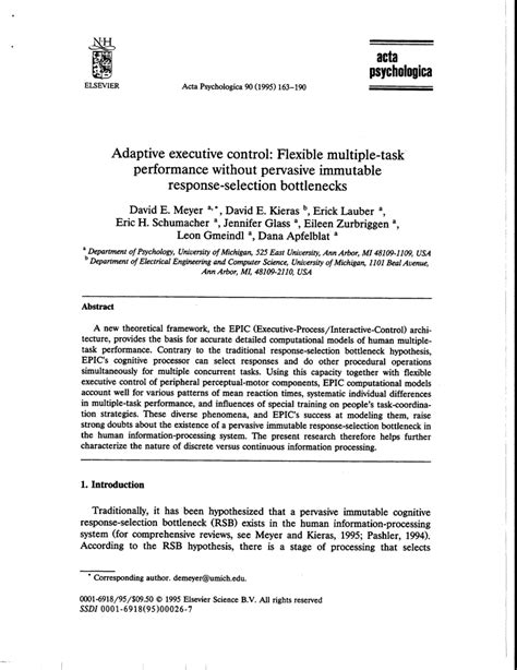 Pdf Adaptive Executive Control Flexible Multiple Task Performance