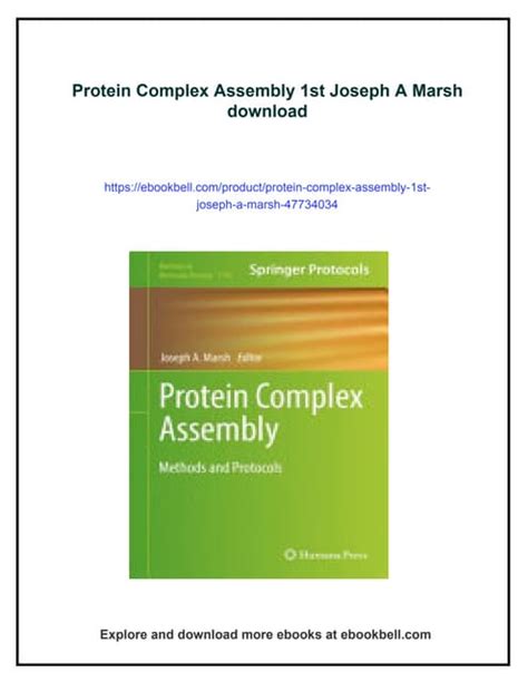 Protein Complex Assembly 1st Joseph A Marsh Pdf