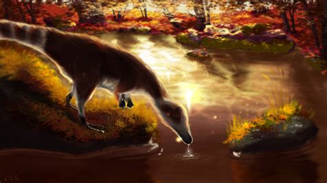 Autumn Sunset Sinosauropteryx By Valkkart On Deviantart