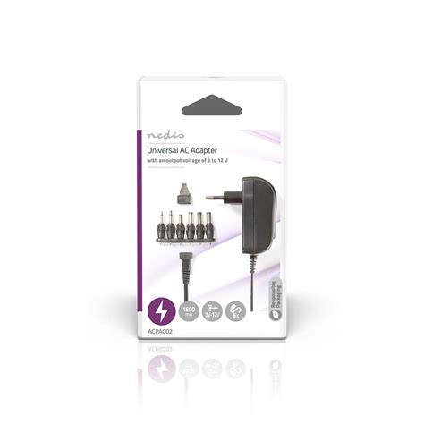 Adaptador De Corriente Universal W V DC M A Plug S Negro
