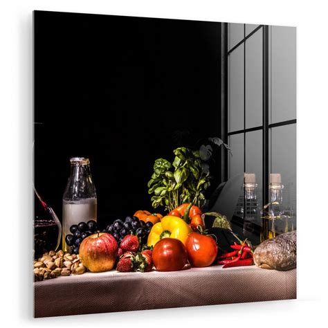 Muchowow Acrylglasbild Stilleben Essen Trinken Obst Schwarz