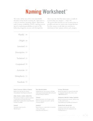 Fillable Online Naming Worksheet Fax Email Print PdfFiller
