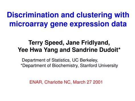 Ppt Discrimination And Clustering With Microarray Gene Expression Data Powerpoint Presentation