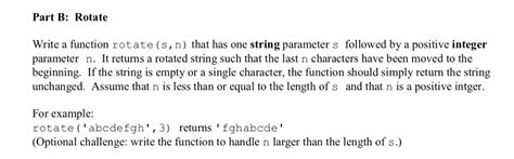 Solved Part B Rotate Write A Function Rotate Sn That Has