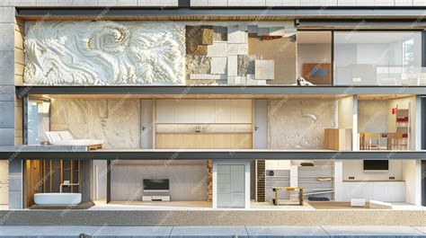 Crosssection Of Residential Wall With Multilayer Insulation Including Foam Board And Mineral