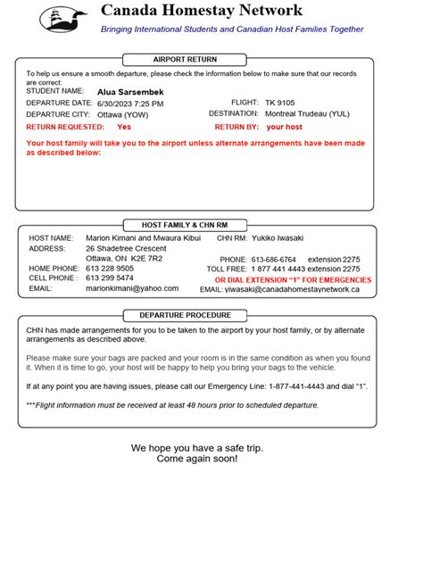 Return Flights Confirmation Letter Pdf