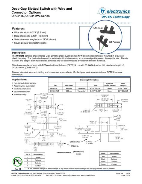 Data Sheet Optek Technology