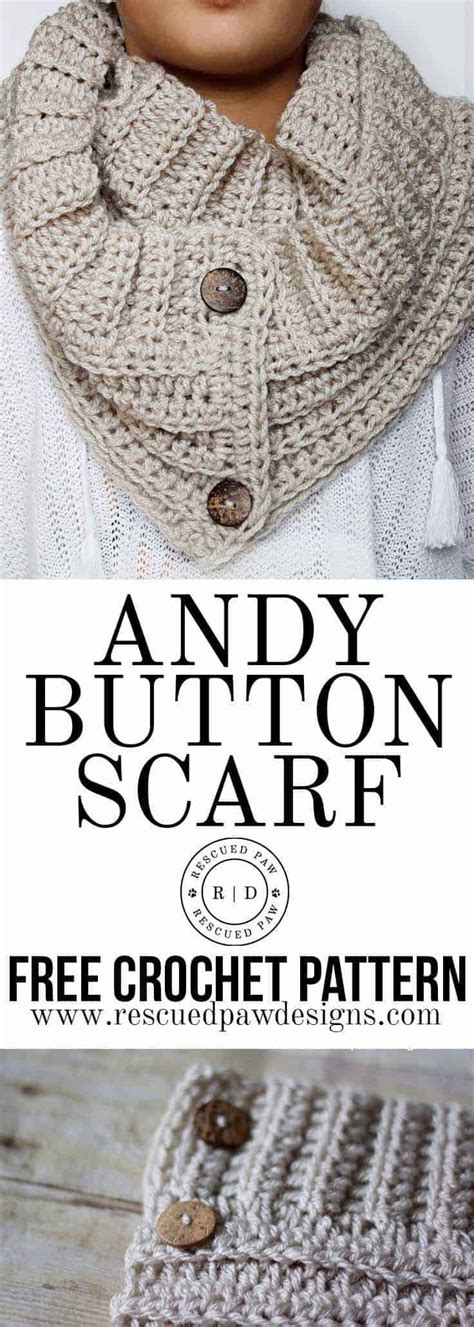 Andy Button Scarf Crochet Pattern Oversized Crochet Cowl Pattern Scarf Crochet Pattern