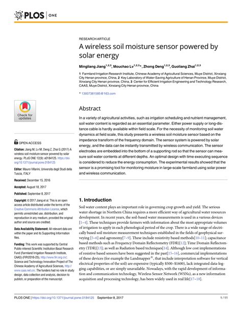 PDF A Wireless Soil Moisture Sensor Powered By Solar Energy