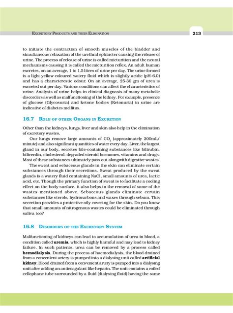 Ncert Book Class Biology Chapter Excretory Products And Their Elimination Session