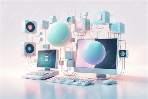 Modern Computer Display With A Digital And White Mouse Premium Ai Generated Vector