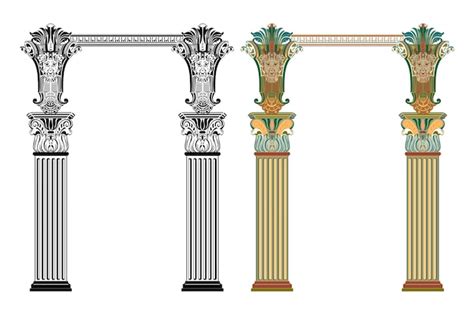 Premium Vector Vintage Antique Ionic Column Frames Ornamental Design On White Background Vector