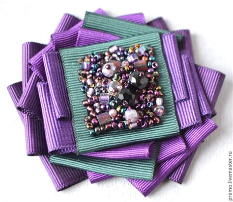 БРОШЬ ИЗ РЕПСОВОЙ ЛЕНТЫ ИЗЫСК Ribbon Jewelry Fabric Brooch Brooches Handmade