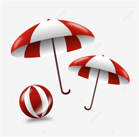 Red And White Umbrella Beach Ball Vector Umbrella Ball Beach Png And