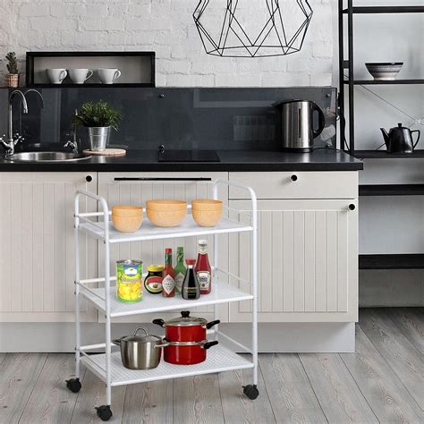 Yaheetech Tier Durable Metal Multi Purpose Rolling Utility Cart Rolling Storage Craft Cart