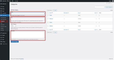 Add Edit Categories Testimonial Slider And Showcase Wordpress Plugin