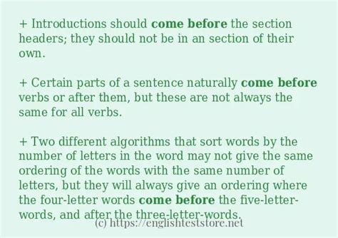 In Sentence Use Of Come Before EnglishTestStore Blog