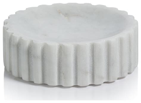 Calabria Fluted Marble Soap Dish Transitional Soap Dishes And Holders