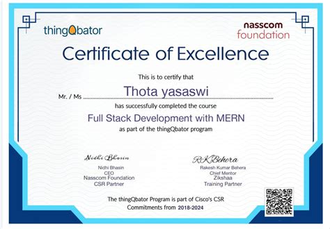 Thota Yasaswi On Linkedin Fullstackdevelopment Mern Webdevelopment Thingqbator Learning
