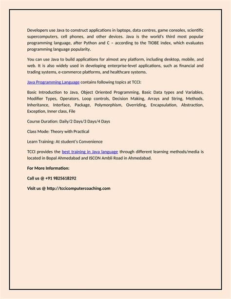 The Importance Of Java In Digital Age Doc