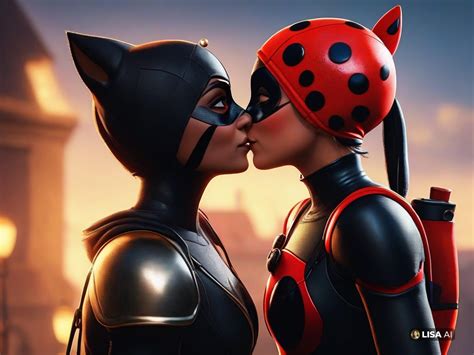 Ladybug And A Cat Girl Noir Kissing 02 By Adriglace On Deviantart