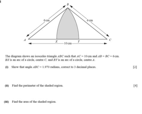 Solved The Diagram Shows An Isosceles Triangle Abc Such That Ac10cm