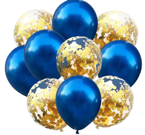 Zestaw balony ZŁOTE KONFETTI niebieskie urodzinowe 9922662717 Allegro pl