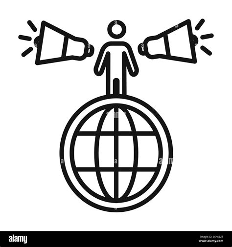 Global Campaign Icon Vector Symbol Or Sign Set Collection In Black And White Outline Stock