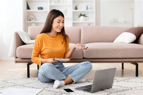 Young Asian Woman Entrepreneur Working From Home Stock Image Image Of