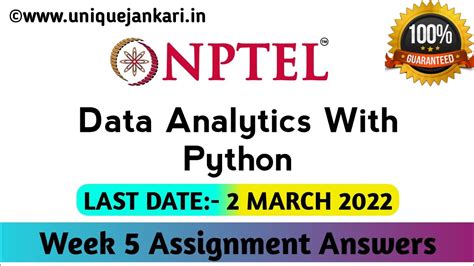 Data Analytics With Python Nptel Assignment 5 Quiz Answers 2022