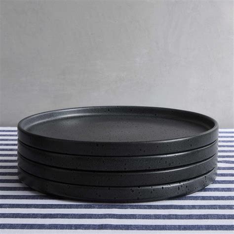 Nori Stoneware Set Of 4 Dinner Plates Speckled Black Dusk