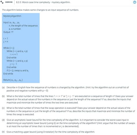 Solved The Algorithm Below Makes Some Changes To An Input Chegg Com