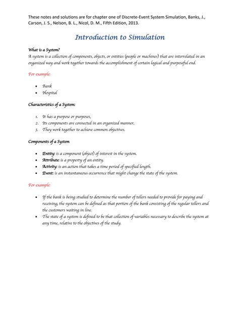 solution notes and solutions introduction to simulation discrete