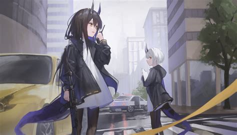 Pulmo Artist Original Absurdres Commentary Request Highres 2girls Black Hair Black