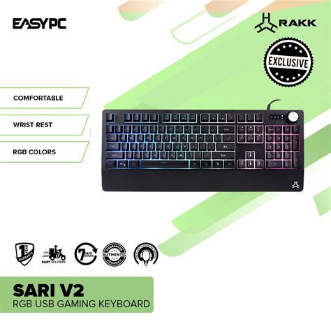 Rakk Sari V2 Rgb Usb Built In Wristrest Doubleshot Keycaps Gaming