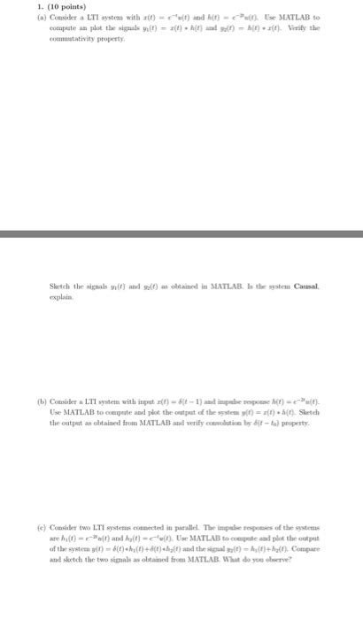 Solved 1 10 Points A Consider A Lti System With