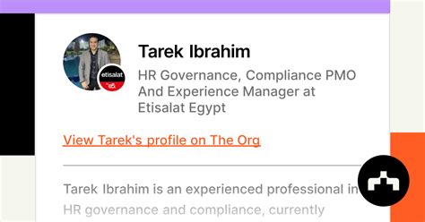 Tarek Ibrahim Hr Governance Compliance Pmo And Experience Manager At