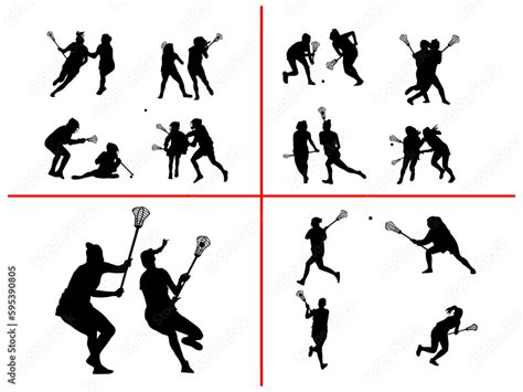 Woman Lacrosse Silhouette Vector Lacrosse Player Woman Are Throws The