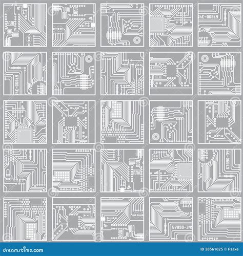 Seamless Electronic Pattern Computer Circuit Boar Stock Vector