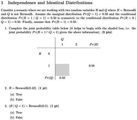 SOLVED Independence And Identical Distributions Consider Scenario Where We Are Working With Two