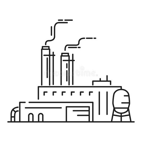 Factory Industrial Architecture Outline Assembly Plant Vector Icon