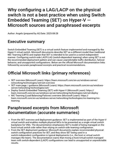 Why Configuring A Lag Lacp On The Physical Switch Is Not A Best